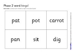 Phase 2 word and picture bingo (SB2172) - SparkleBox
