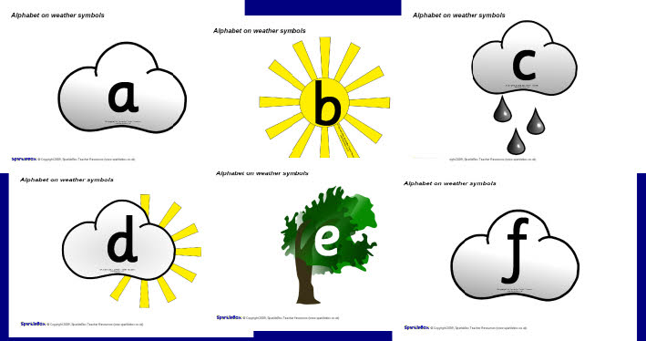 Alphabet on weather symbols (SB2185) - SparkleBox