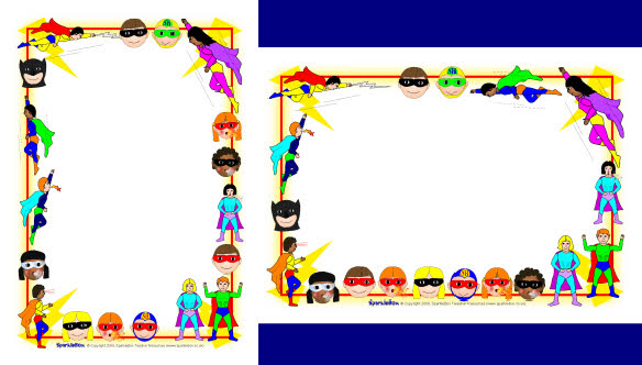 Superhero A4 page borders (SB2196) - SparkleBox