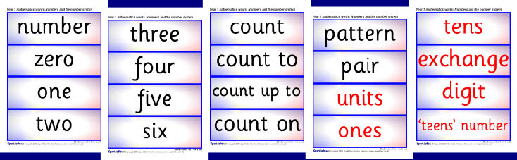 Year 1 maths vocab cards: Numbers and the number system (SB2214 ...