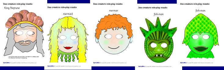 Sea creature role-play masks (SB2219) - SparkleBox