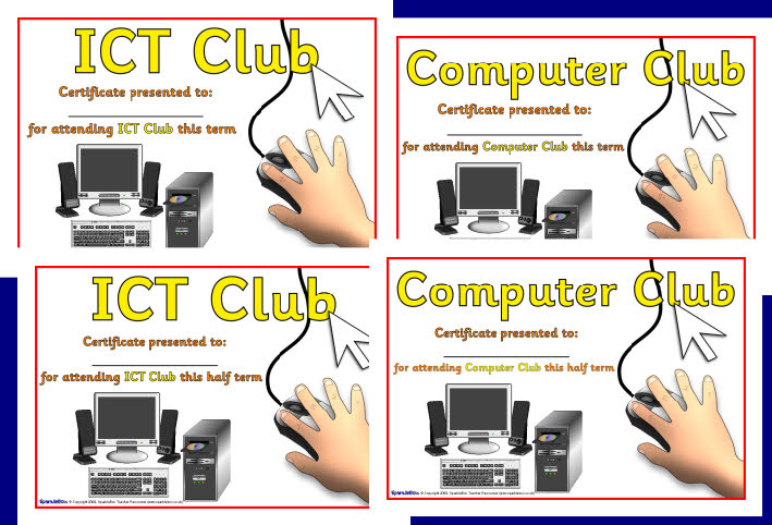 ICT club certificates (SB2217) - SparkleBox
