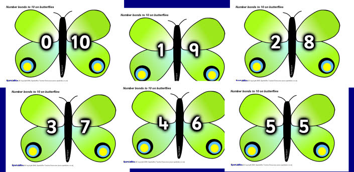 Number bonds to 10 on butterflies (SB2230) - SparkleBox