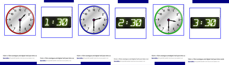 Analogue & digital half-past time 15cm x 15cm cards (SB2234) - SparkleBox