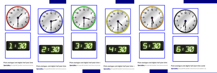 Analogue & digital half-past time Pixie robot cards (SB2235) - SparkleBox