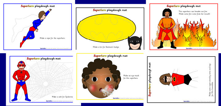 Superhero playdough mats (SB2258) - SparkleBox