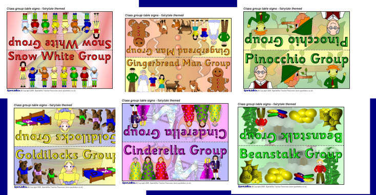Fairytale-themed group table signs (SB2288) - SparkleBox