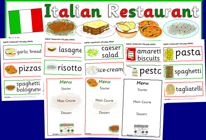 Italian Restaurant role-play pack (SB2307) - SparkleBox