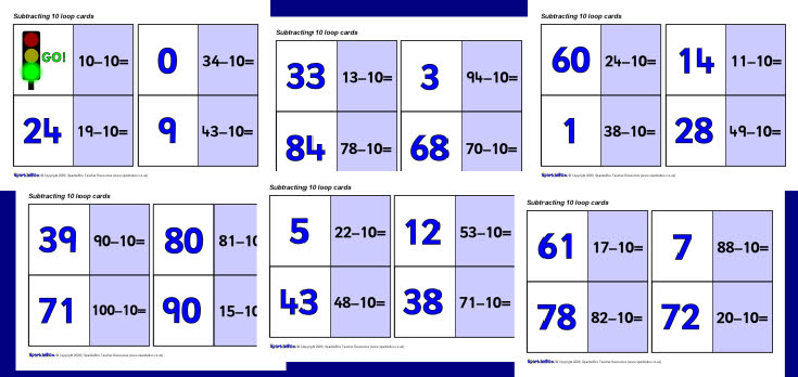 Subtract 10 loop cards (SB2316) - SparkleBox