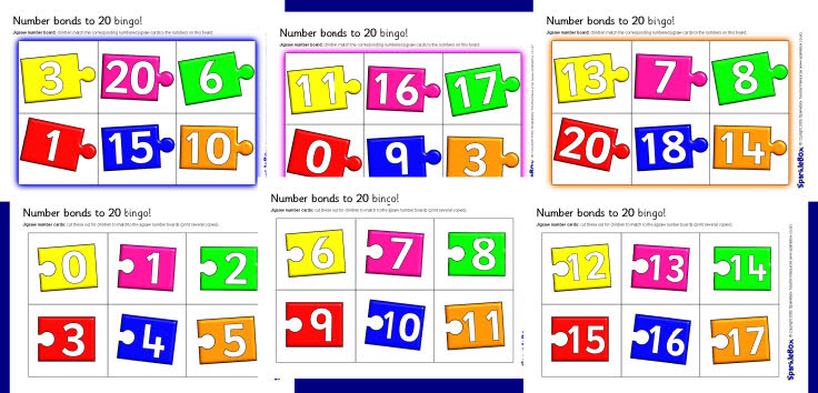 Number bonds to 20 bingo (SB2368) - SparkleBox