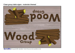 Materials-themed group table signs (SB2376) - SparkleBox