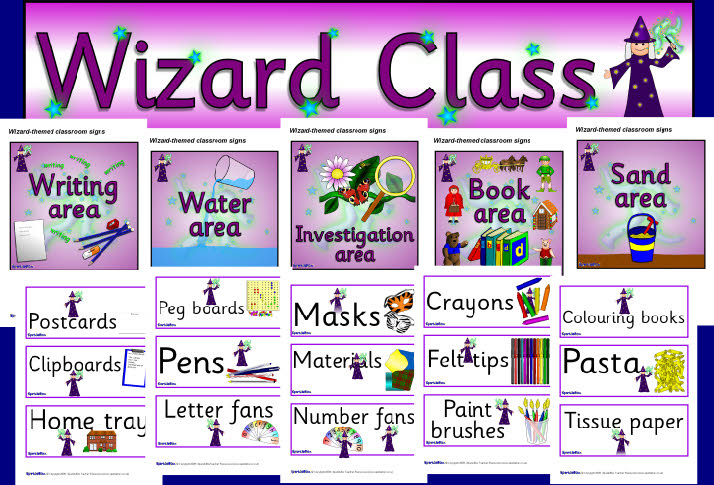 Wizard-themed classroom signs and labels pack (SB2384) - SparkleBox