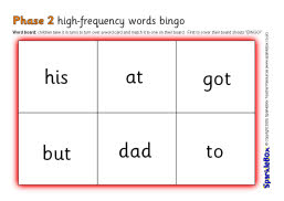 Phase 2 high-frequency word bingo (SB2401) - SparkleBox