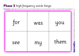 Phase 3 high-frequency words bingo (SB2402) - SparkleBox
