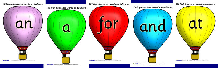 100 high-frequency words on balloons (SB2419) - SparkleBox