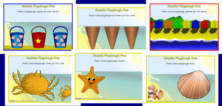 Seaside playdough mats (SB2423) - SparkleBox