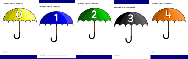 Numbers 0-50 on umbrellas (SB2437) - SparkleBox