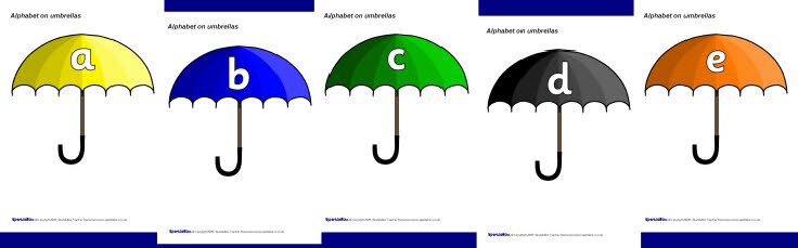 Alphabet on umbrellas (SB2436) - SparkleBox