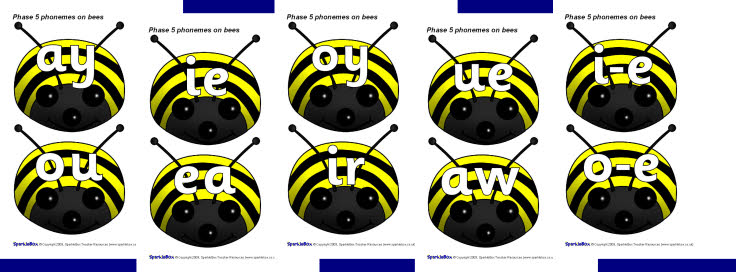 Phase 5 phonemes on bees (SB2444) - SparkleBox