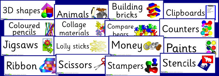 Blue classroom resource labels (SB2467) - SparkleBox
