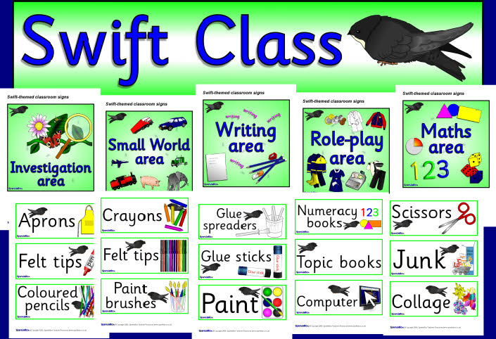 Swift-themed classroom signs and labels pack (SB2484) - SparkleBox