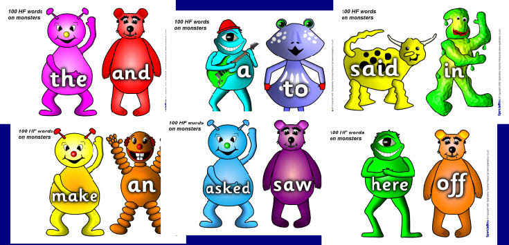 100 high-frequency words on monsters (SB2491) - SparkleBox