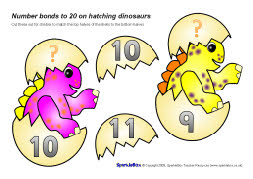 Number bonds to 20 on hatching dinosaurs (SB2499) - SparkleBox