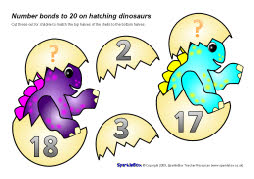 Number bonds to 20 on hatching dinosaurs (SB2499) - SparkleBox