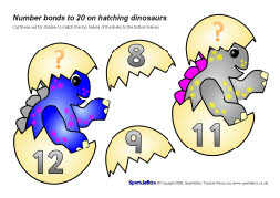 Number bonds to 20 on hatching dinosaurs (SB2499) - SparkleBox