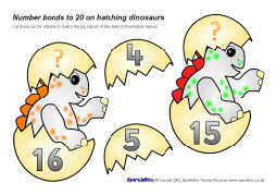 Number bonds to 20 on hatching dinosaurs (SB2499) - SparkleBox