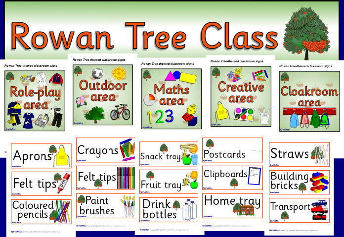 Rowan Tree-themed classroom signs and labels pack (SB2502) - SparkleBox