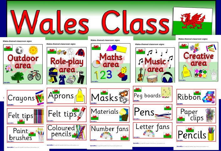 Wales-themed classroom signs and labels pack (SB2529) - SparkleBox