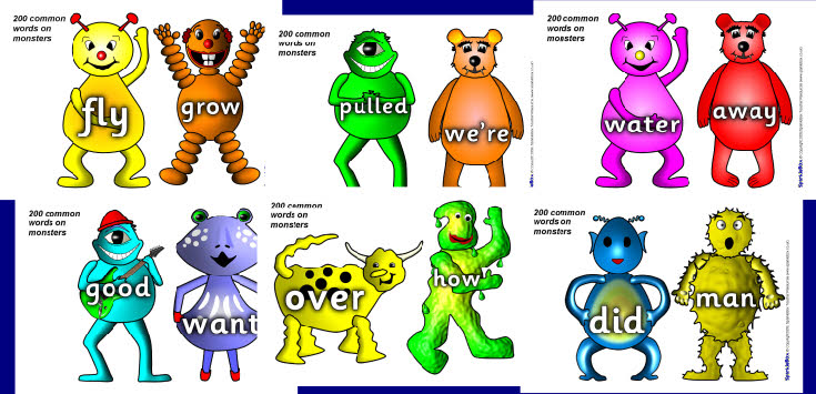 200 common words on monsters (SB2530) - SparkleBox