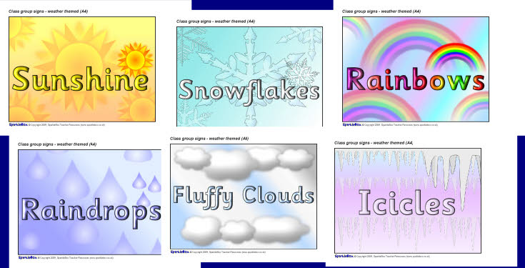 Weather-themed group signs - A4 (SB2534) - SparkleBox