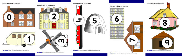 Numbers 0-50 on homes (SB2544) - SparkleBox