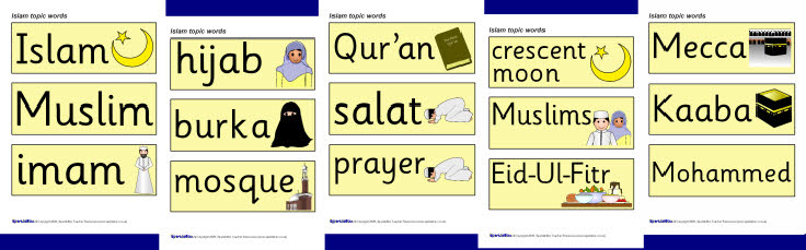 Islam topic word cards (SB2554) - SparkleBox