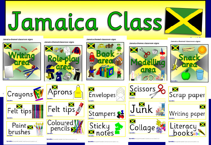 Jamaica-themed classroom signs and labels pack (SB2597) - SparkleBox