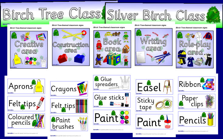 Birch/Silver Birch-themed classroom signs and labels pack (SB2603 ...