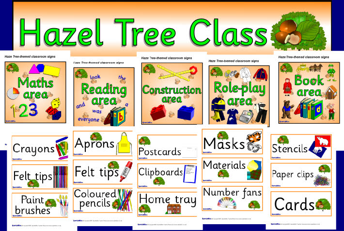 Hazel Tree-themed classroom signs and labels pack (SB2614) - SparkleBox