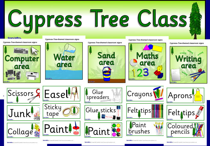 Cypress Tree-themed classroom signs and labels pack (SB2843) - SparkleBox