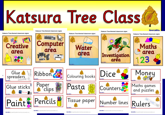 Katsura Tree-themed classroom signs and labels (SB2847) - SparkleBox