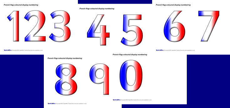 French flag-coloured display numbering (SB2857) - SparkleBox