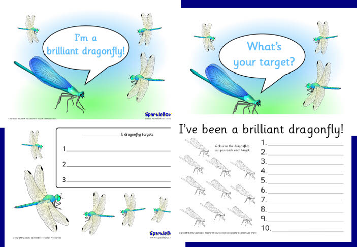 Dragonfly-themed target sheets (SB2868) - SparkleBox
