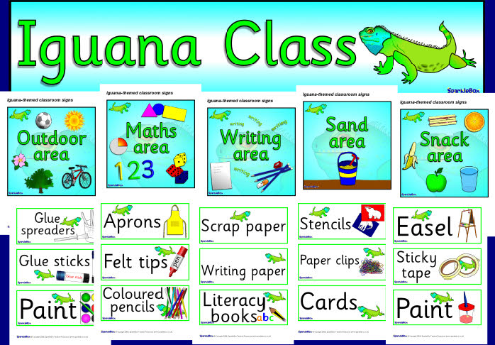 Iguana-themed classroom signs and labels (SB2871) - SparkleBox