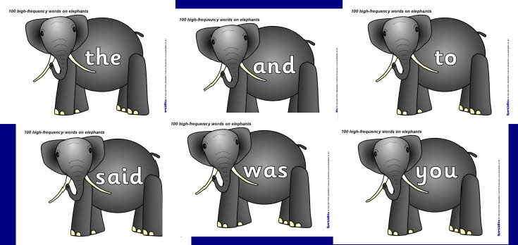 100 high-frequency words on elephants (SB2900) - SparkleBox