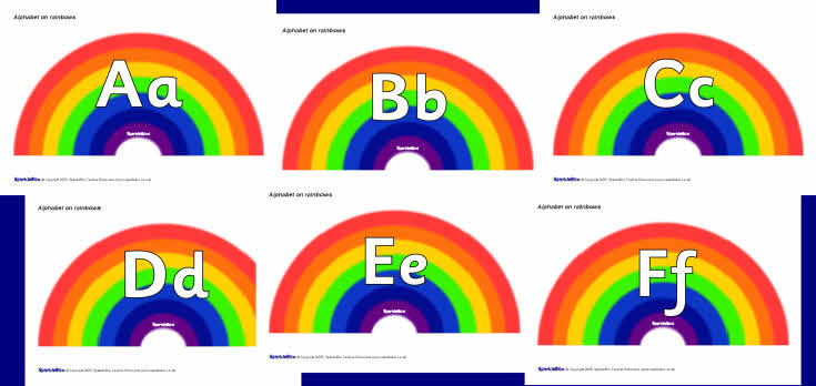 Alphabet on rainbows - upper with lowercase (SB2901) - SparkleBox