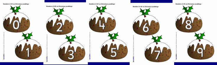 Numbers 0-30 on Christmas puddings (SB2911) - SparkleBox