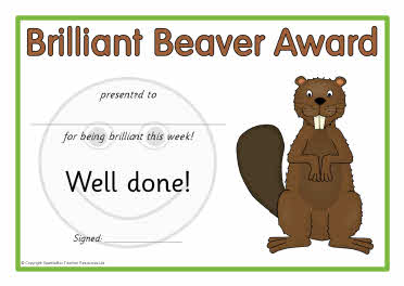 Beaver award certificates (SB2946) - SparkleBox