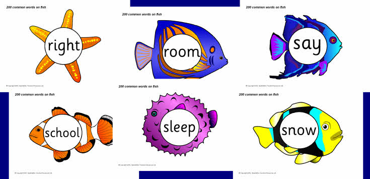 200 common words on fish (SB2993) - SparkleBox