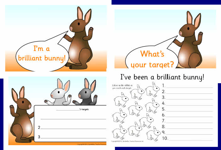 Bunny/rabbit-themed target sheets (SB3000) - SparkleBox